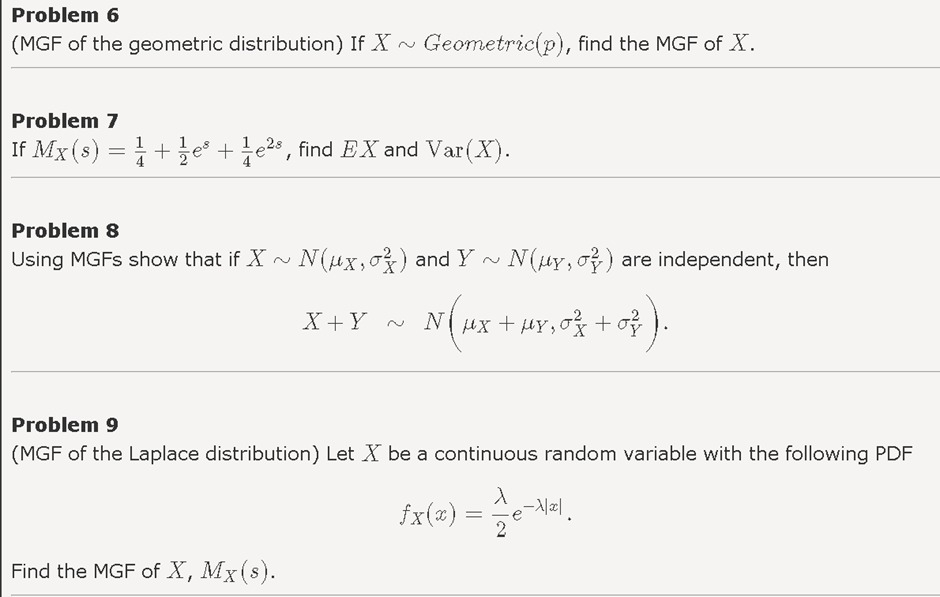 Solved Problem 6mgf Of The Geometric Distribution ﻿if X∼ 