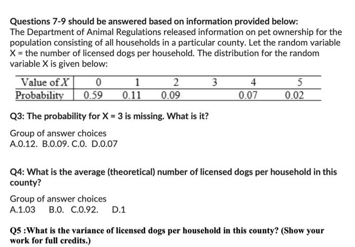 Solved Questions 7-9 should be answered based on information | Chegg.com