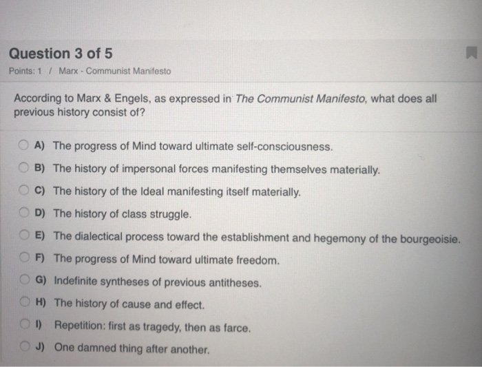 Solved Question 3 of 5 Points: 1 / Marx - Communist | Chegg.com