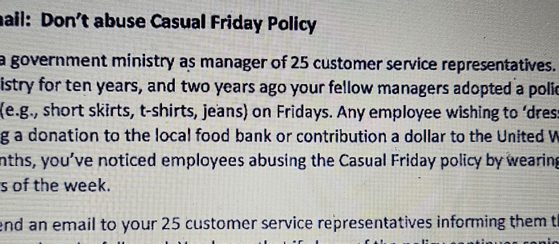 Solved ail: Don't abuse Casual Friday Policygovernment | Chegg.com