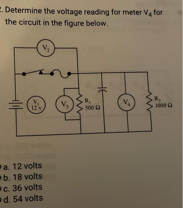 Solved Determine the voltage reading for meter V4 for the | Chegg.com