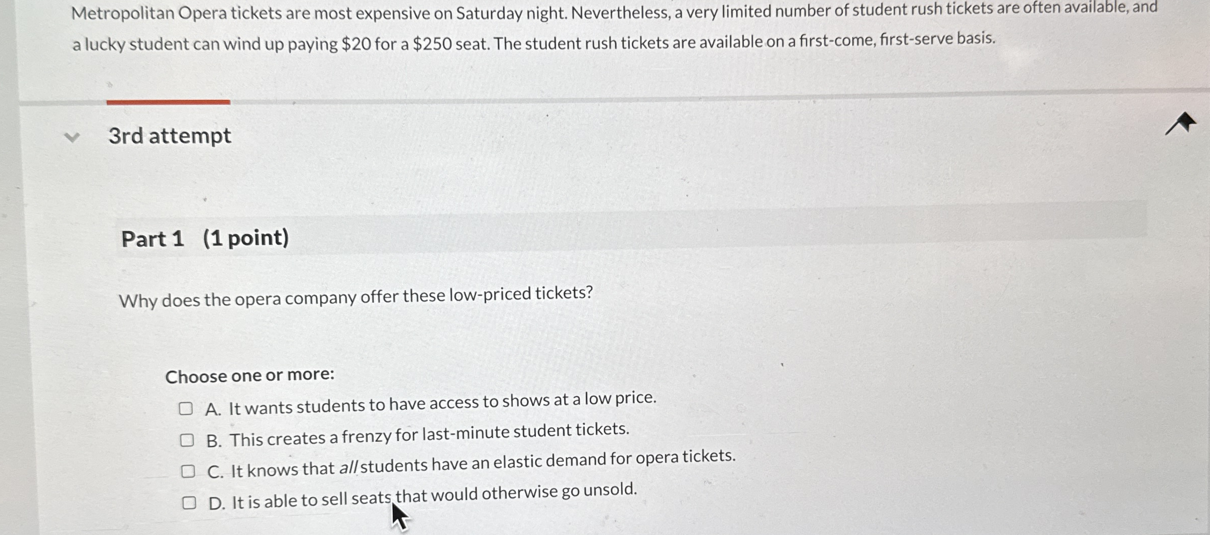 Solved Metropolitan Opera tickets are most expensive on | Chegg.com