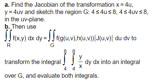 Solved a. ﻿Find the Jacobian of the transformation | Chegg.com