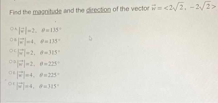 Solved Find the magnitude and the direction of the vector | Chegg.com