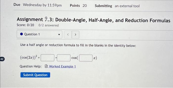 Solved Assignment .3: Double-Angle, Half-Angle, and | Chegg.com