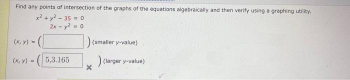 Solved Find any points of intersection of the graphs of the | Chegg.com