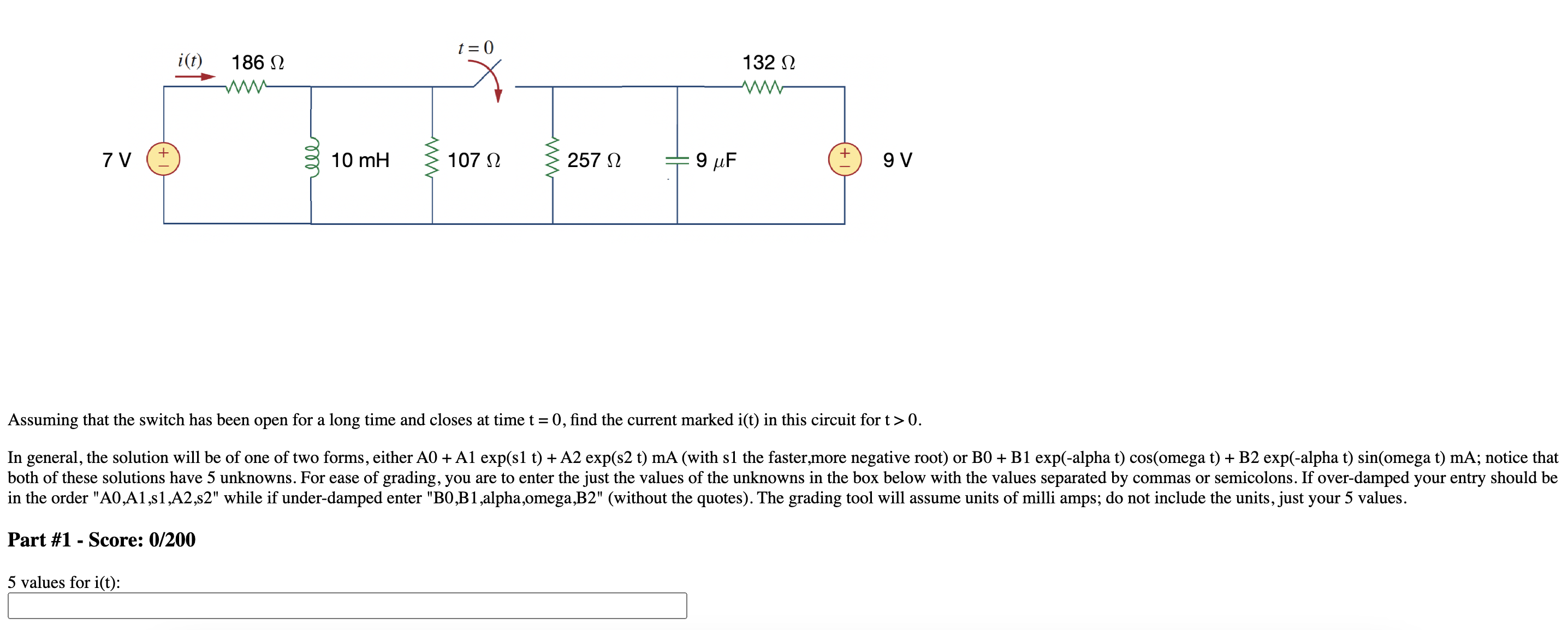 Solved Assuming that the switch has been open for a long | Chegg.com
