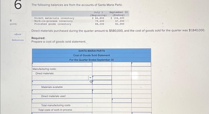 Solved Required: Prepare a cost of goods sold statement | Chegg.com