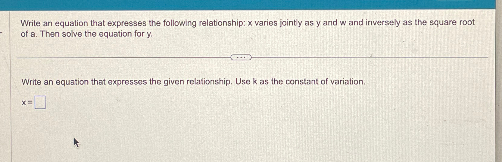 Solved Write an equation that expresses the following | Chegg.com