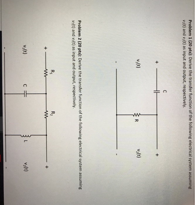 Solved Problem 1 (20 pts): Derive the transfer function of | Chegg.com