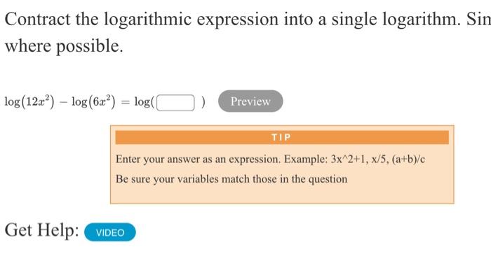 Solved Contract the logarithmic expression into a single | Chegg.com