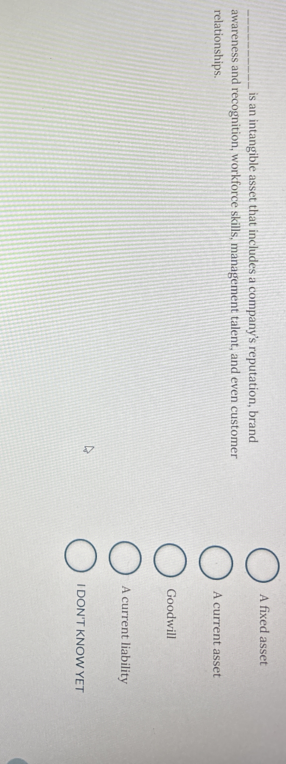 Solved is an intangible asset that includes a company's | Chegg.com