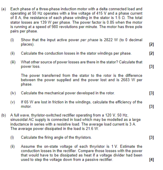 Solved [2] [2] [3] (a) Each phase of a three-phase induction | Chegg.com