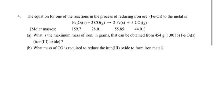 Solved 4. The equation for one of the reactions in the | Chegg.com