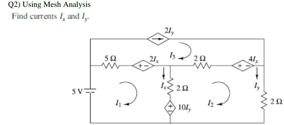 Solved Q2) Using Mesh Analysis Find currents Ix and Iy∗ | Chegg.com