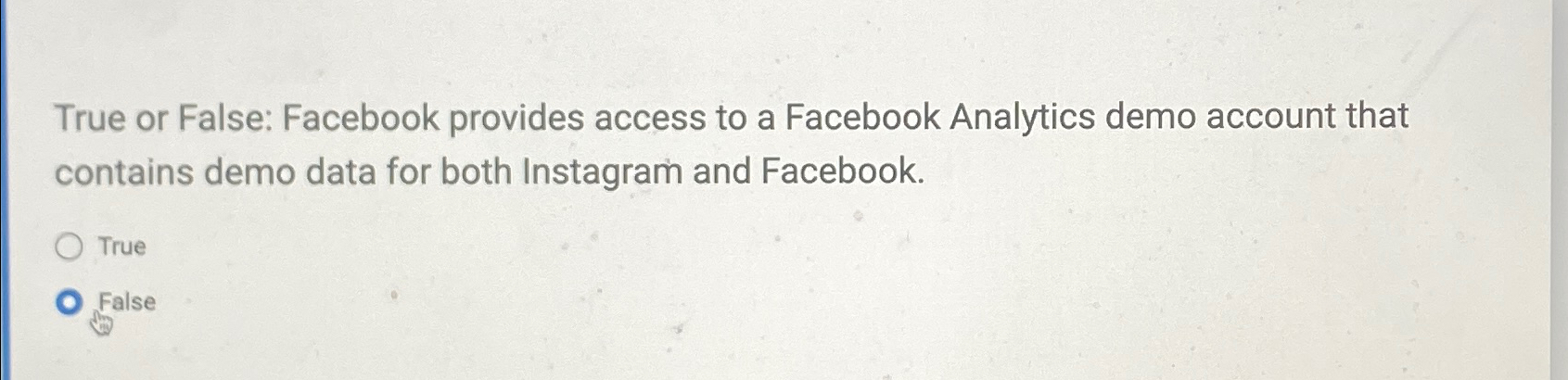 Solved True or False: Facebook provides access to a Facebook | Chegg.com
