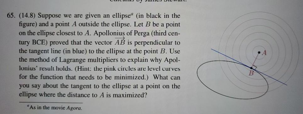 Solved 65. (14.8) Suppose we are given an ellipse" (in black | Chegg.com