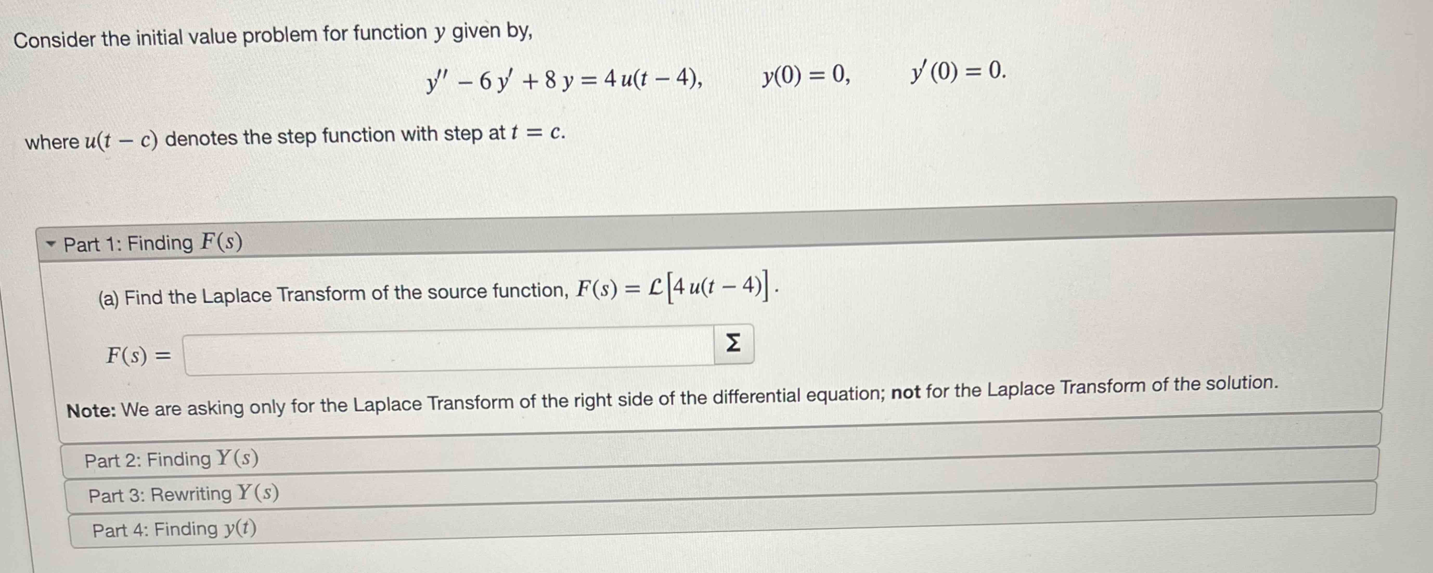 Solved Consider the initial value problem for function y | Chegg.com