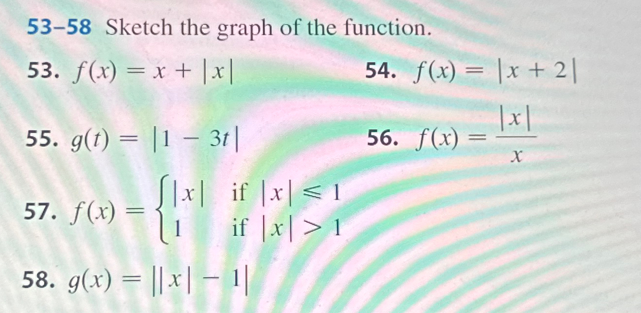Solved Sketch the graph of the function.55. g(t)=|1-3t| | Chegg.com