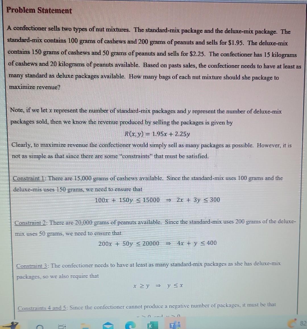 Solved Problem Statement A confectioner sells two types of | Chegg.com