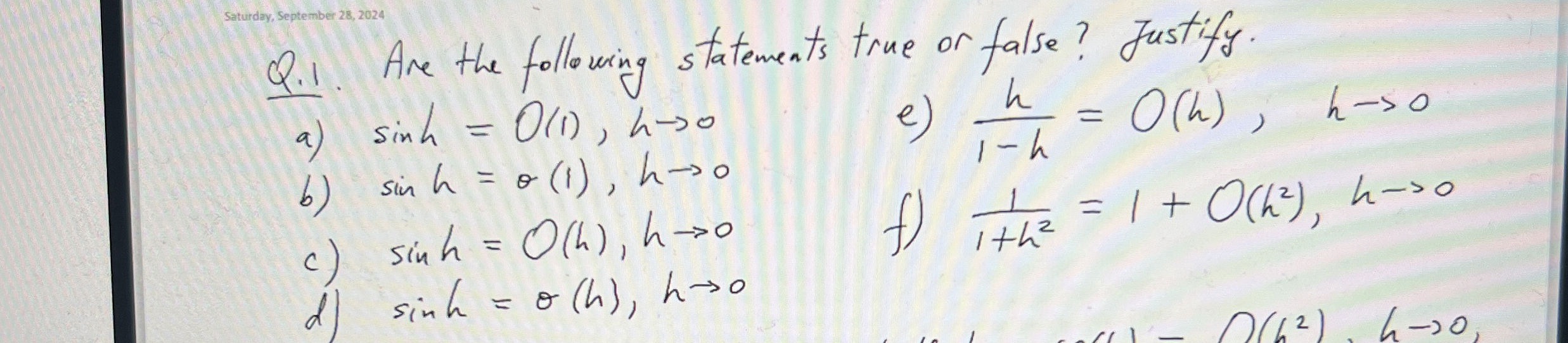 Solved Q.1. ﻿Are the following statements true or false? | Chegg.com