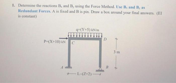 Solved 1 Determine The Reactions B And By Using The Force