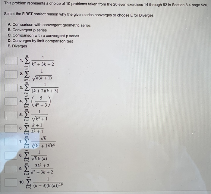 Solved This problem represents a choice of 10 problems taken | Chegg.com