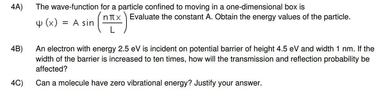 4A) ﻿The wave-function for a particle confined to | Chegg.com