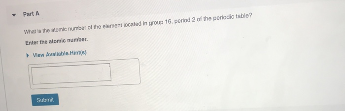 Solved Part A What is the atomic number of the element | Chegg.com