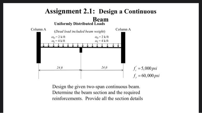 Solved Assignment 2.1: Design a Continuous Beam Uniformly | Chegg.com