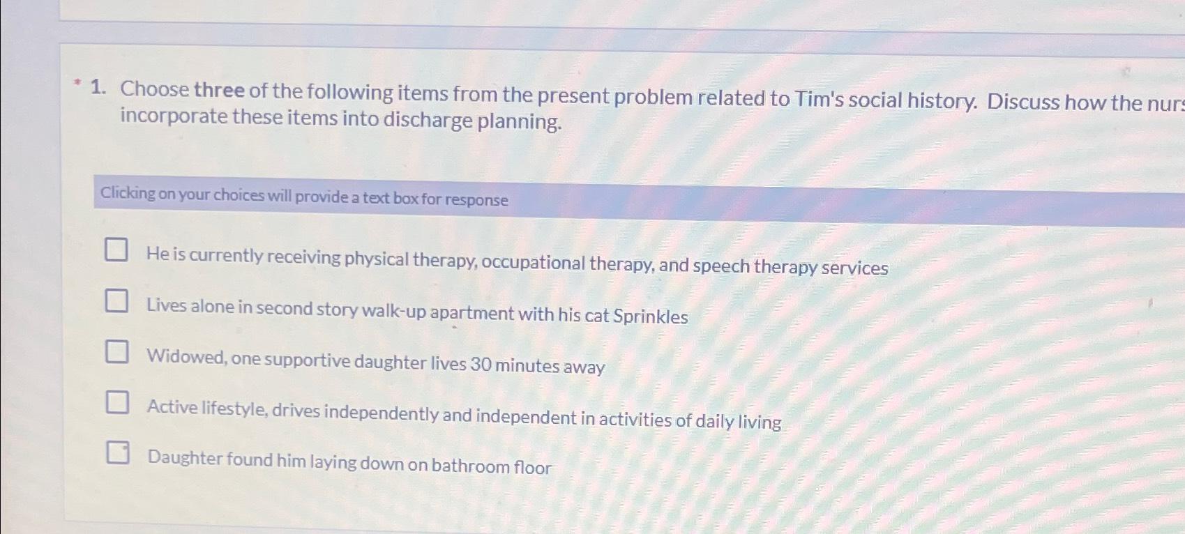 Solved Choose three of the following items from the present | Chegg.com