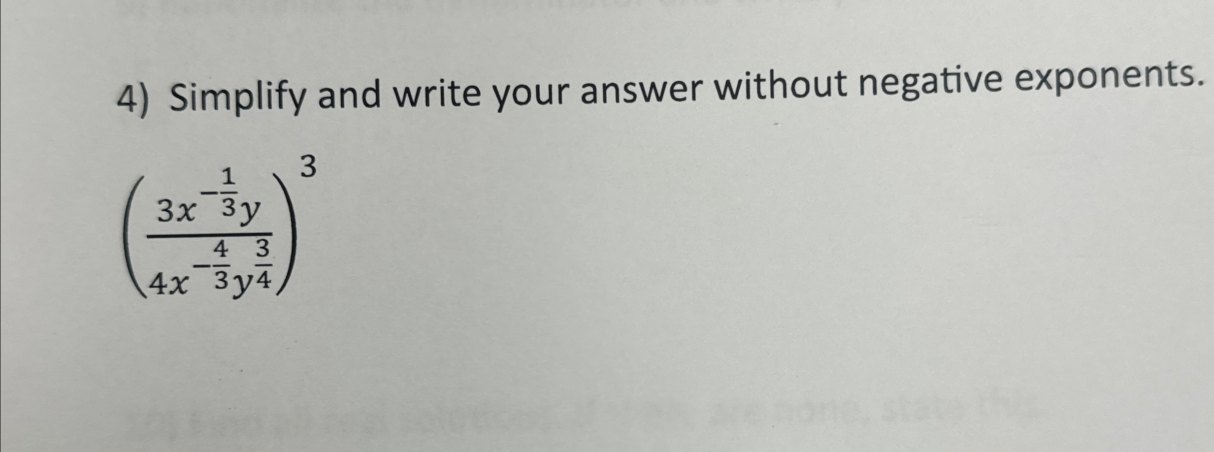 Solved Simplify and write your answer without negative | Chegg.com