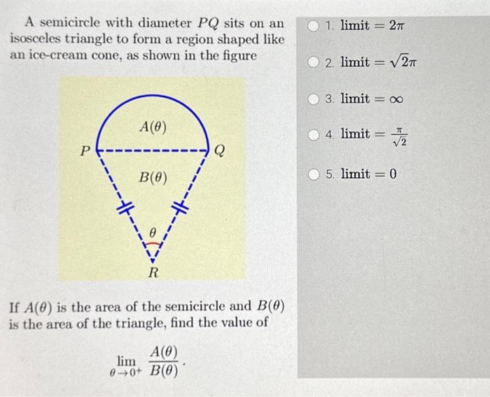 Solved A semicircle with diameter PQ sits on an isosceles | Chegg.com