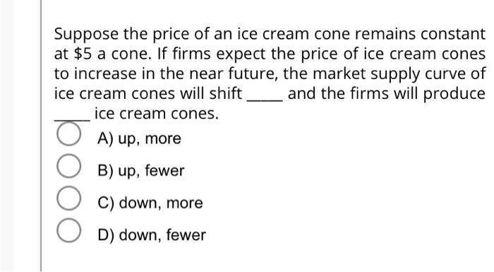 Solved Suppose the price of an ice cream cone remains | Chegg.com
