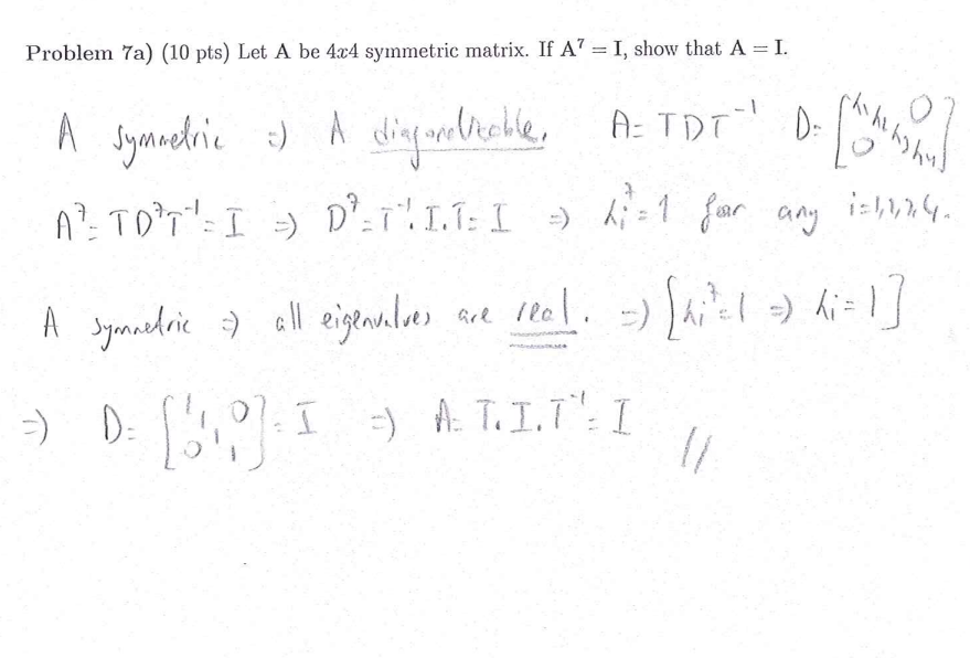 Solved Problem 7a) (10 ﻿pts) ﻿Let A ﻿be 4x4 ﻿symmetric | Chegg.com