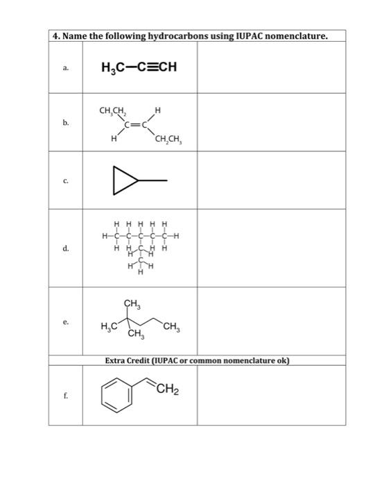 Solved 2. Name the following Alkenes \& Alkynes using IUPAC | Chegg.com