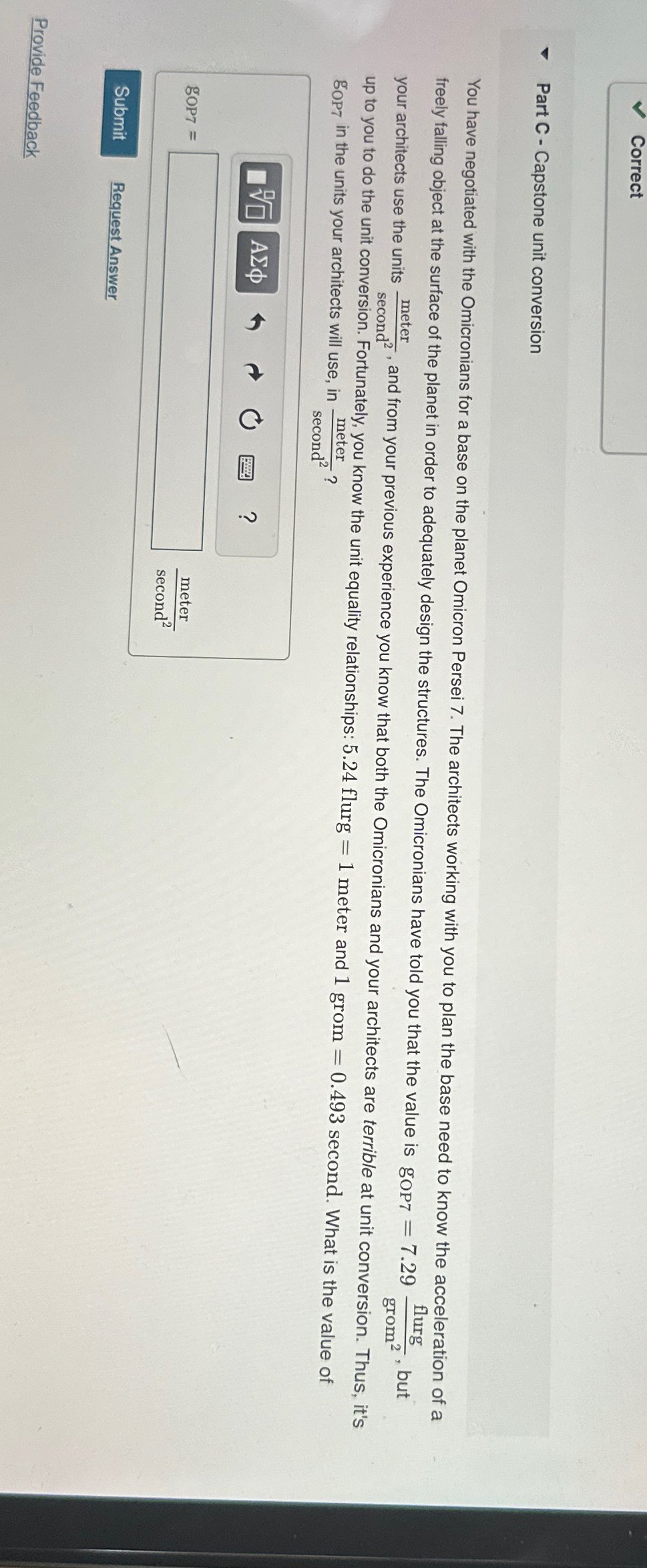 Solved CorrectPart C - ﻿Capstone unit conversionYou have | Chegg.com