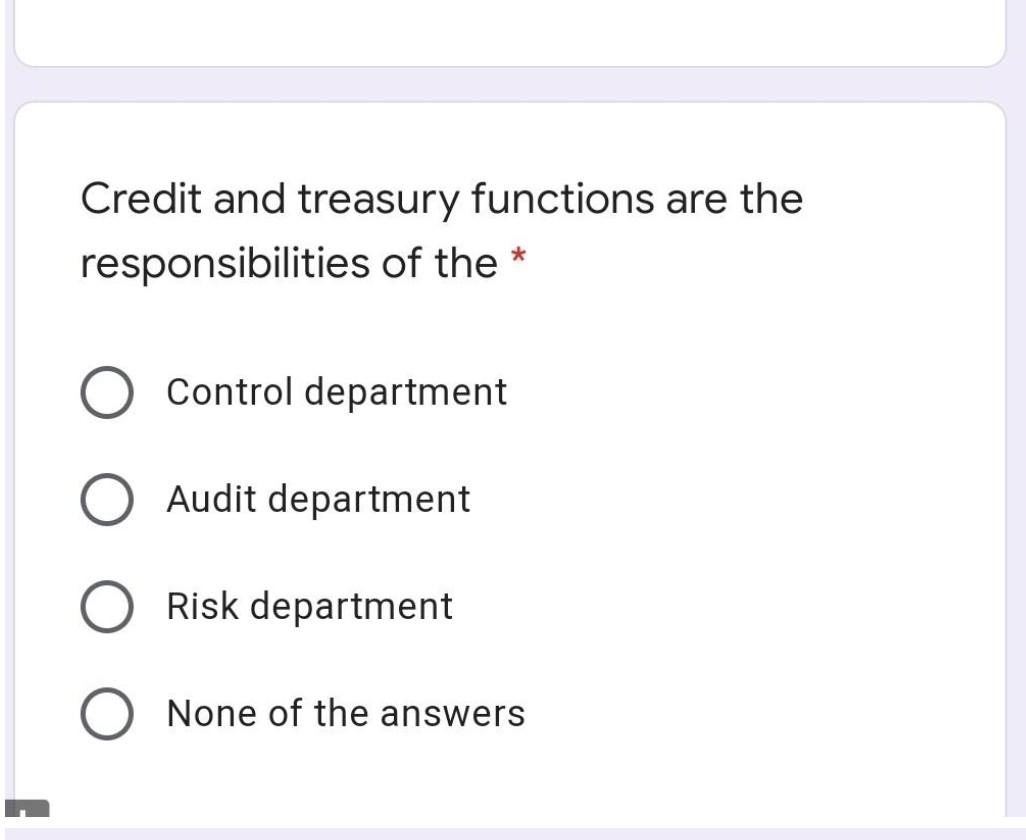 Solved Credit and treasury functions are the | Chegg.com