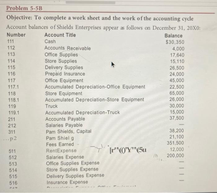 Solved Problem 5-5B Objective: To complete a work sheet and | Chegg.com
