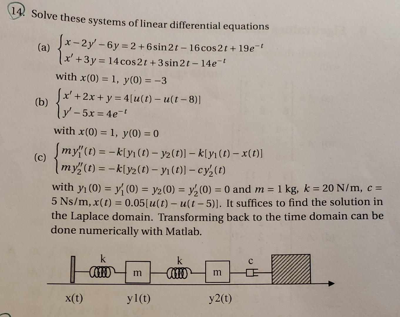 Solved Solve these systems of linear differential equations | Chegg.com