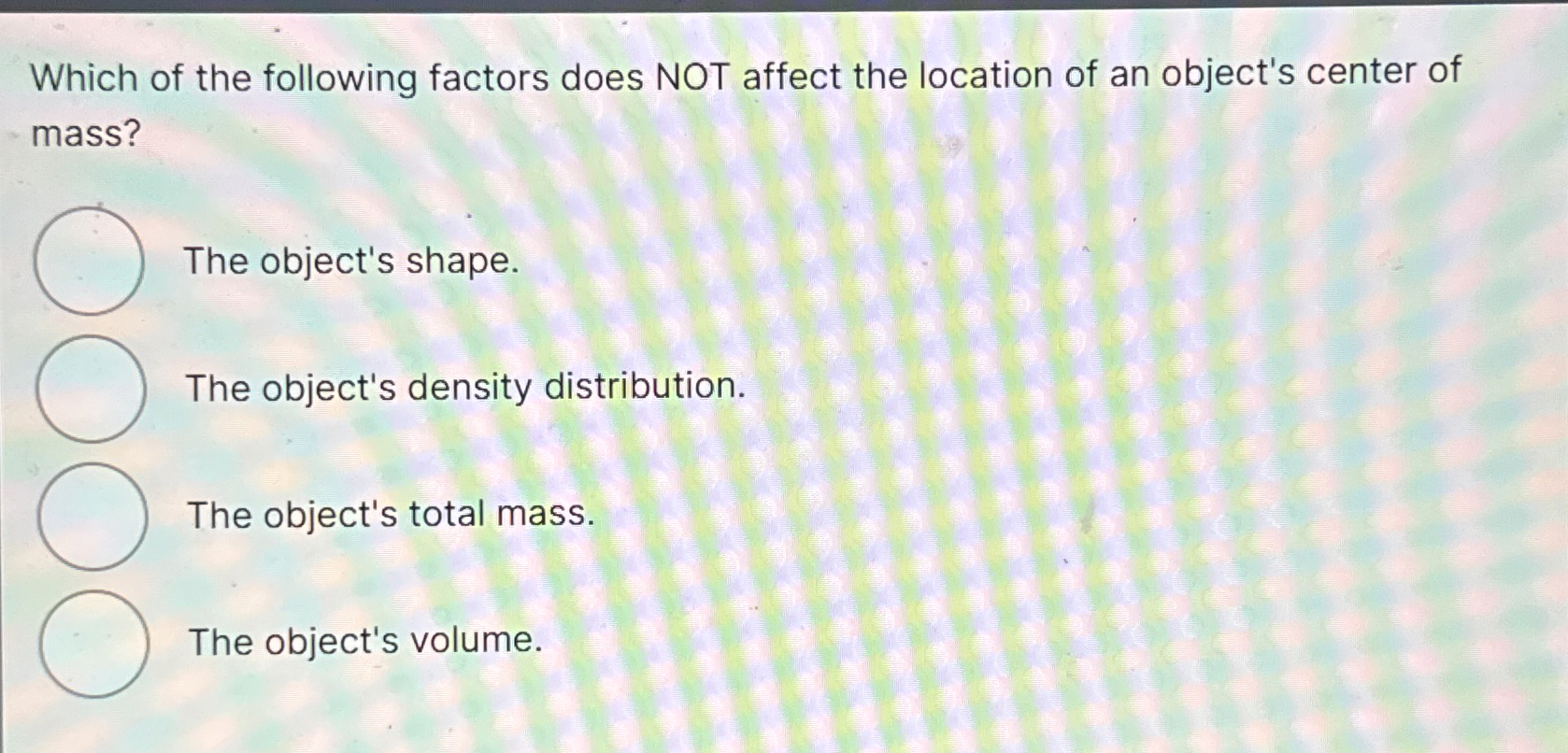 Solved Which of the following factors does NOT affect the | Chegg.com