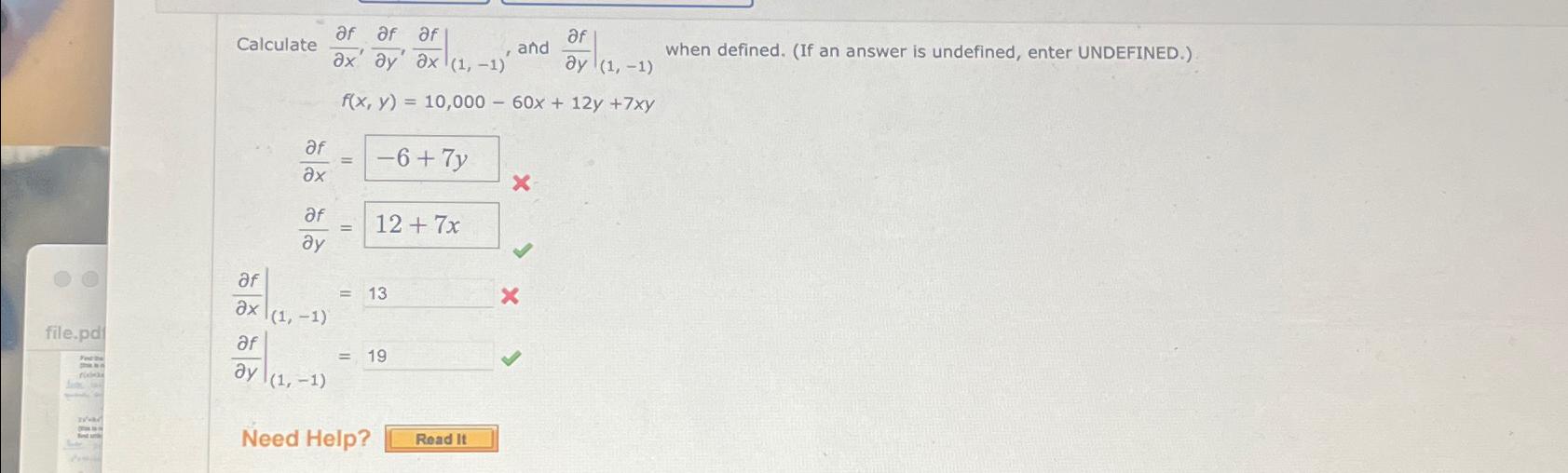 Solved Calculate delfdelx,delfdely,delfdelx|(1,-1)|, ﻿and | Chegg.com