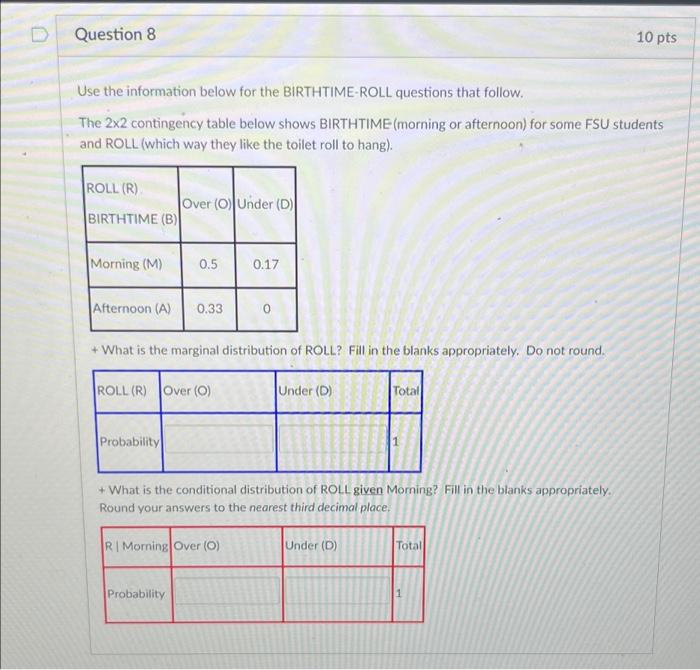 Solved Use the information below for the BIRTHTIME-ROLL | Chegg.com