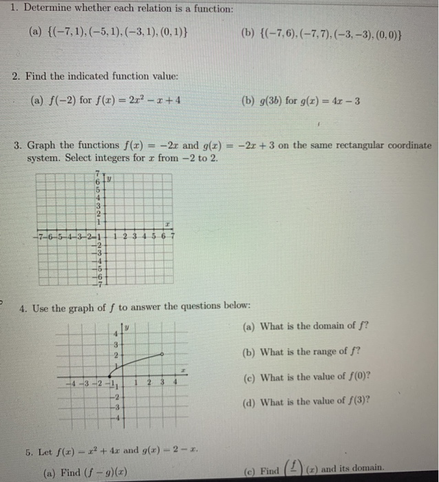 Solved 1. Determine whether each relation is a function: (a) | Chegg.com
