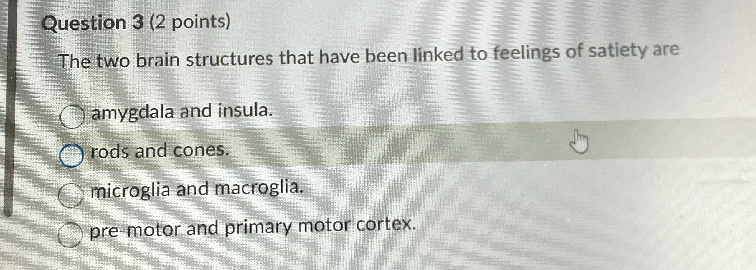 Solved Question 3 (2 ﻿points)The two brain structures that | Chegg.com