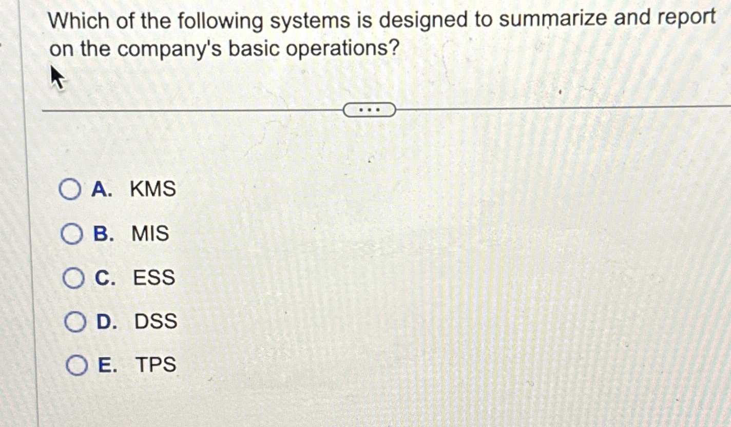 Solved Which of the following systems is designed to | Chegg.com