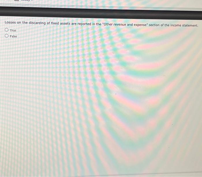 Solved Losses on the discarding of fixed assets are reported | Chegg.com