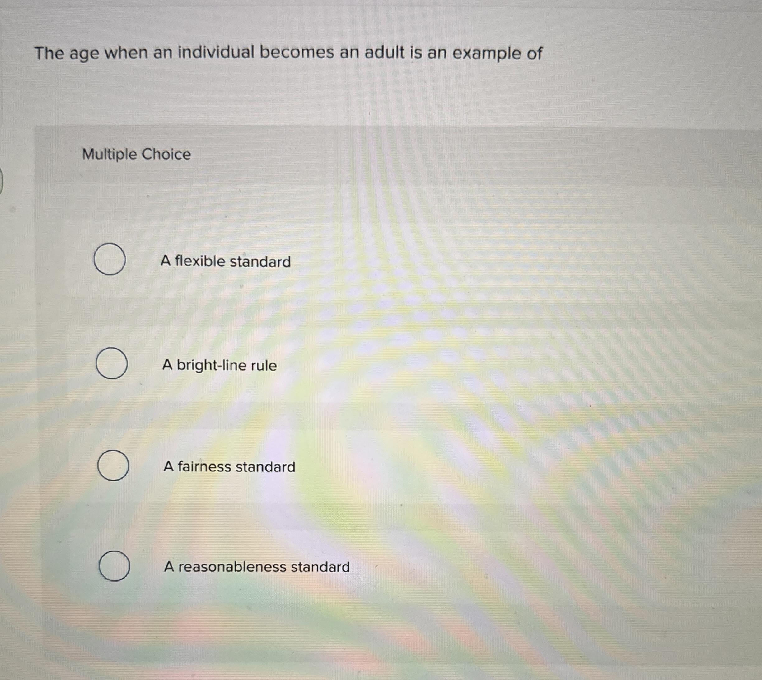 Solved The age when an individual becomes an adult is an | Chegg.com