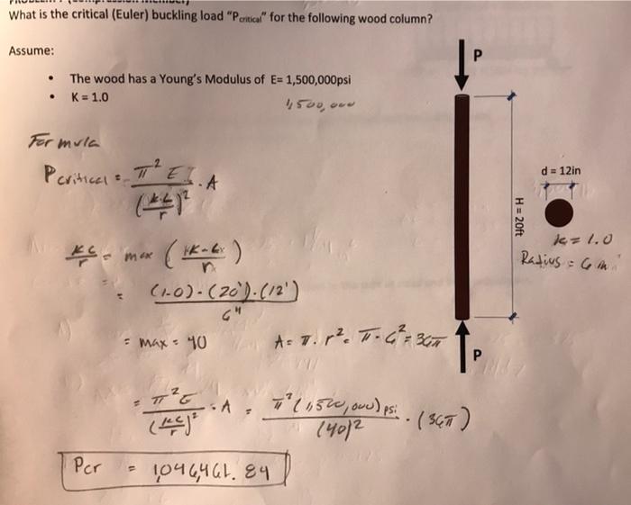 Solved What is the critical (Euler) buckling load "P crical" | Chegg.com
