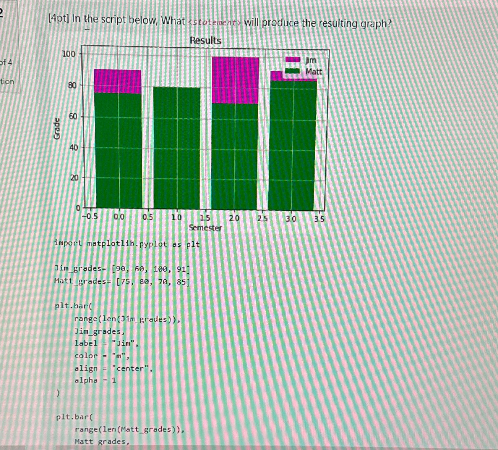 Solved [4pt] ﻿In the script below, What {stotement > ﻿will | Chegg.com